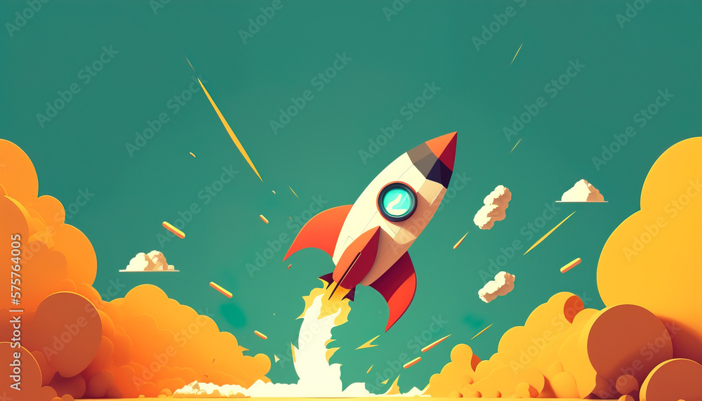 Rocket start up - With its booster engines firing, the rocket hurtles ...