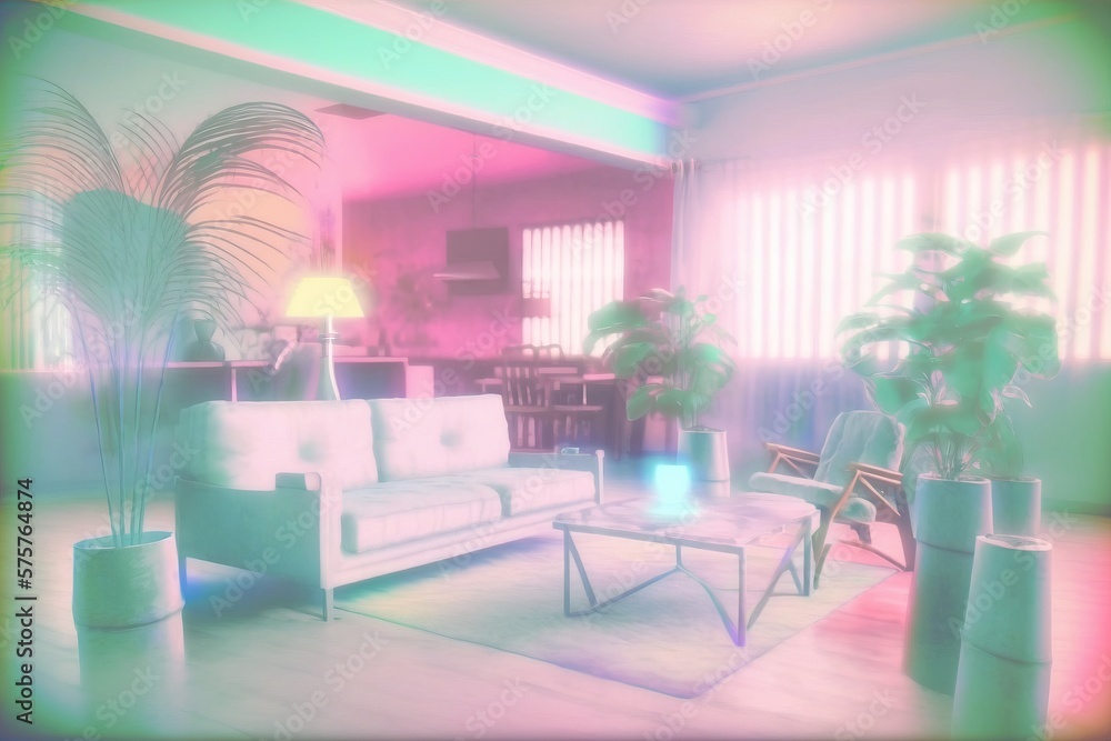 Living room lo-fi retro 80s and 90s background. Psychic Waves ...