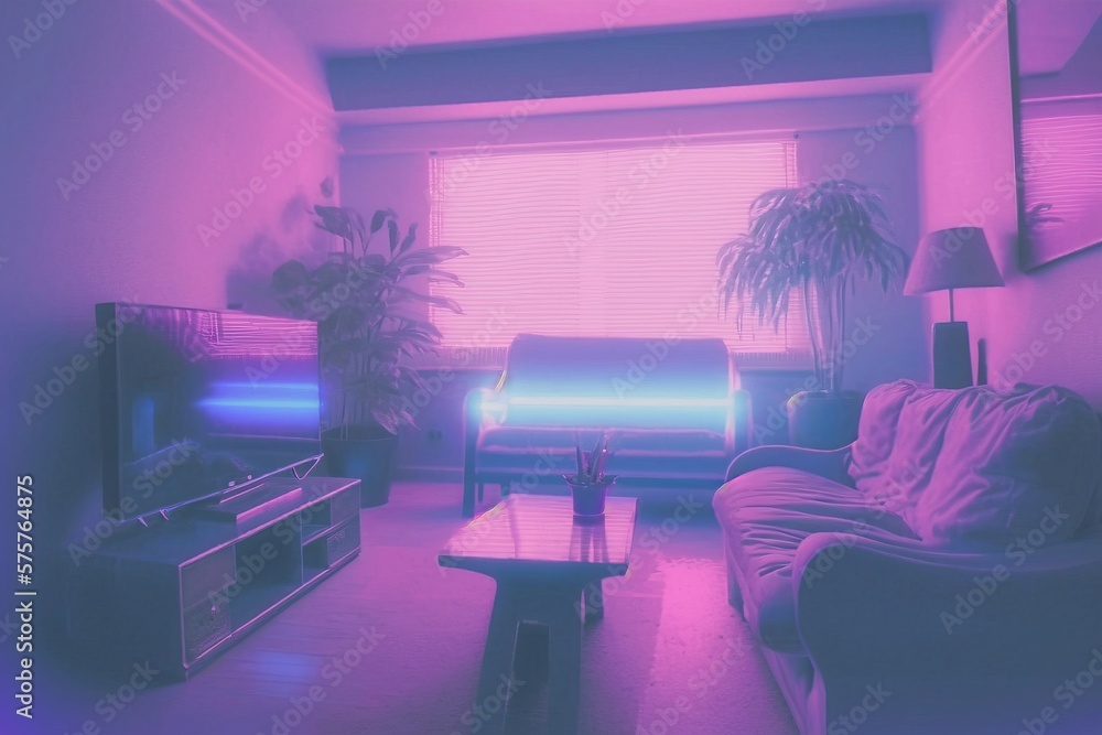 Living room lo-fi retro 80s and 90s background. Psychic Waves ...
