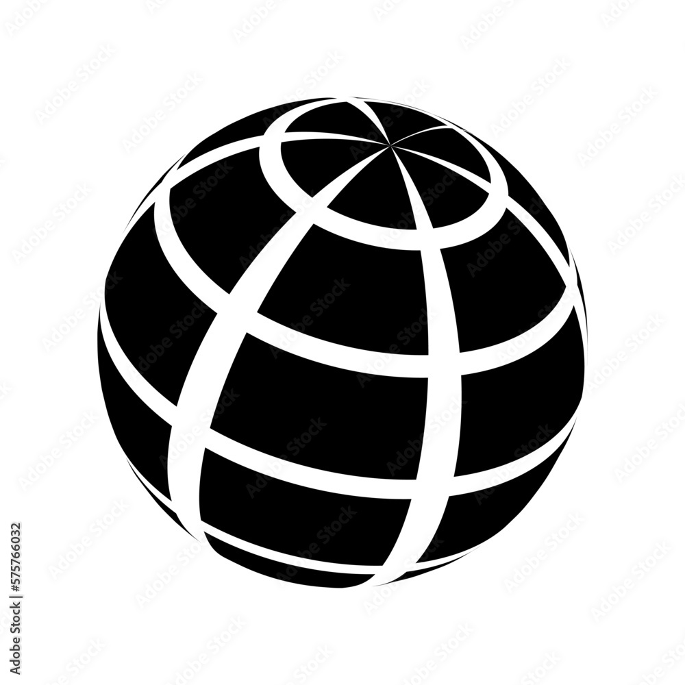 3D sphere wireframe icon in perspective view. Orb model, spherical ...