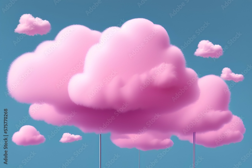 Realistic pink fluffy clouds set isolated on transparent background ...