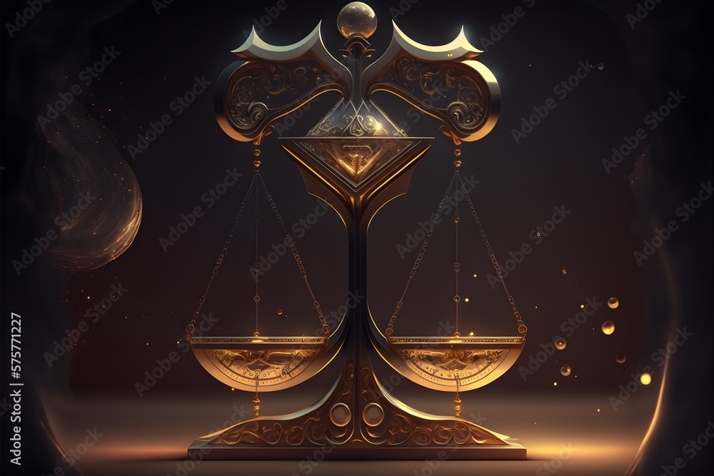 magic symbolism of Zodiacal sign of Libra futuristic volumetric lighting ultra sharp Stock ...