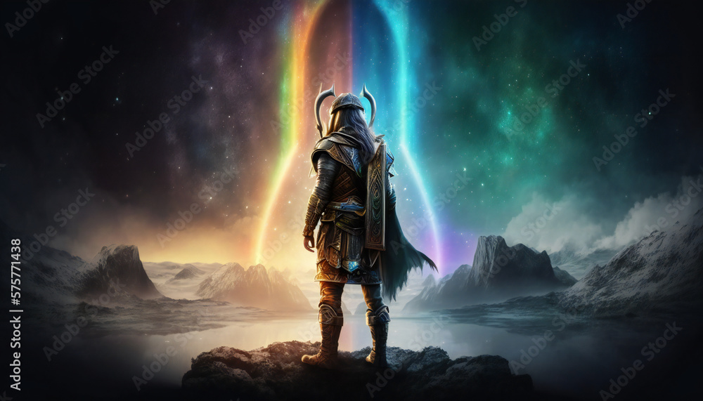 Heimdall the watchman of the gods, standing guard over Bifrost, the ...