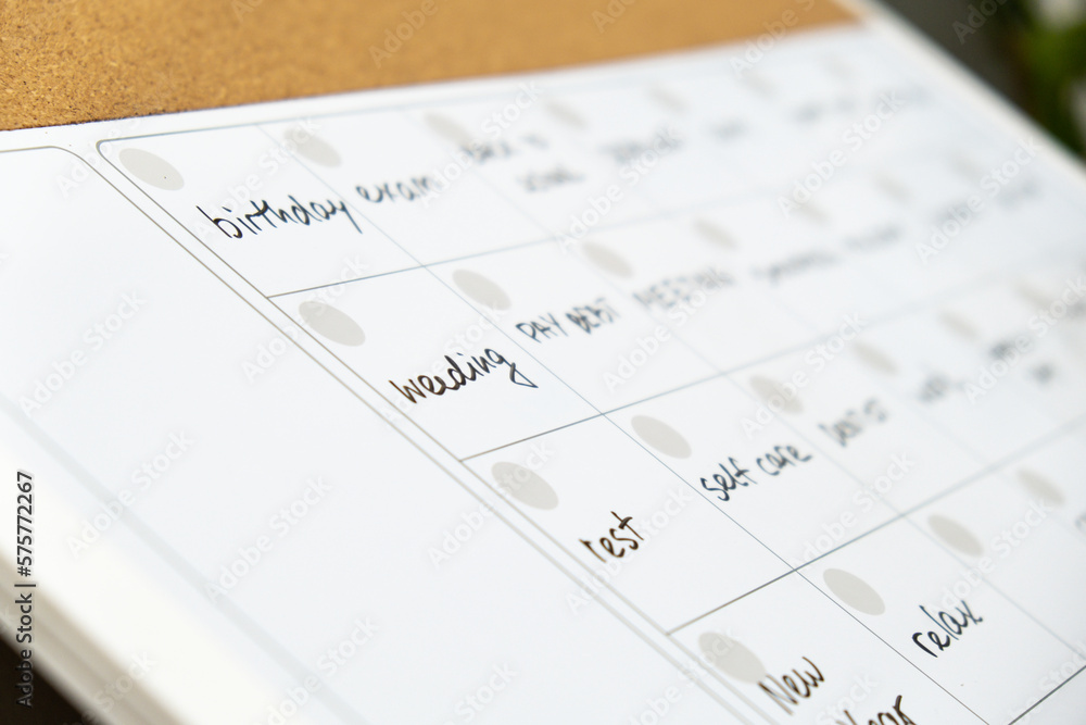 Monthly PLANNER filled with appointments and plans for next month. Busy ...