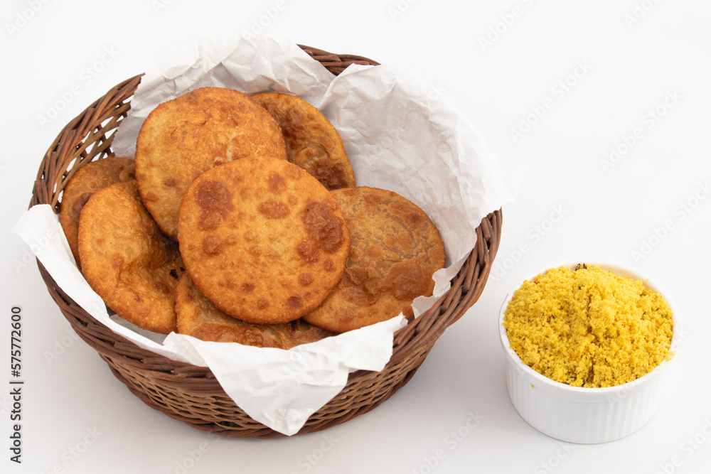 Traditional Indian Lentils Stuffed Flatbread Poori Also Called Dal ...