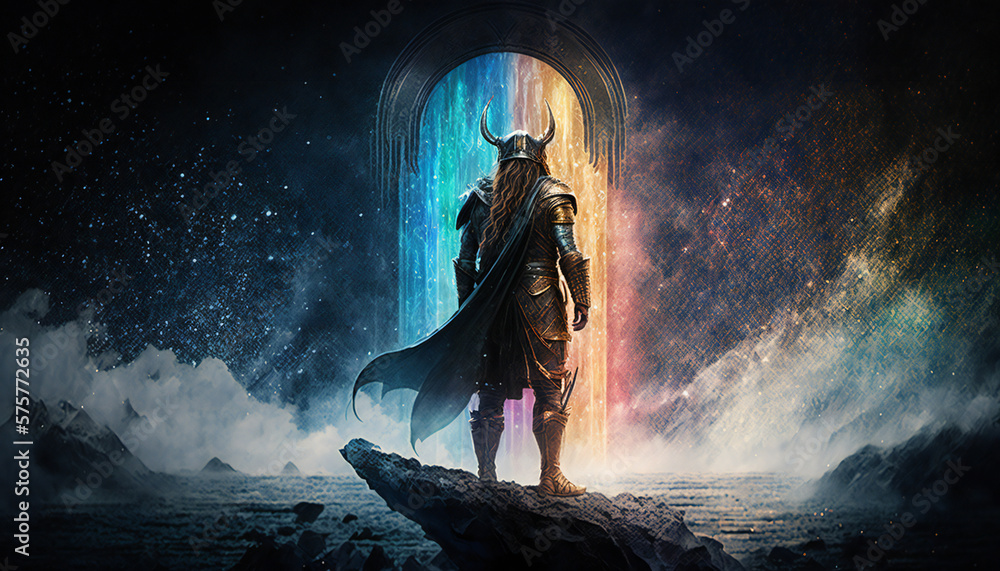 Heimdall the watchman of the gods, standing guard over Bifrost, the ...