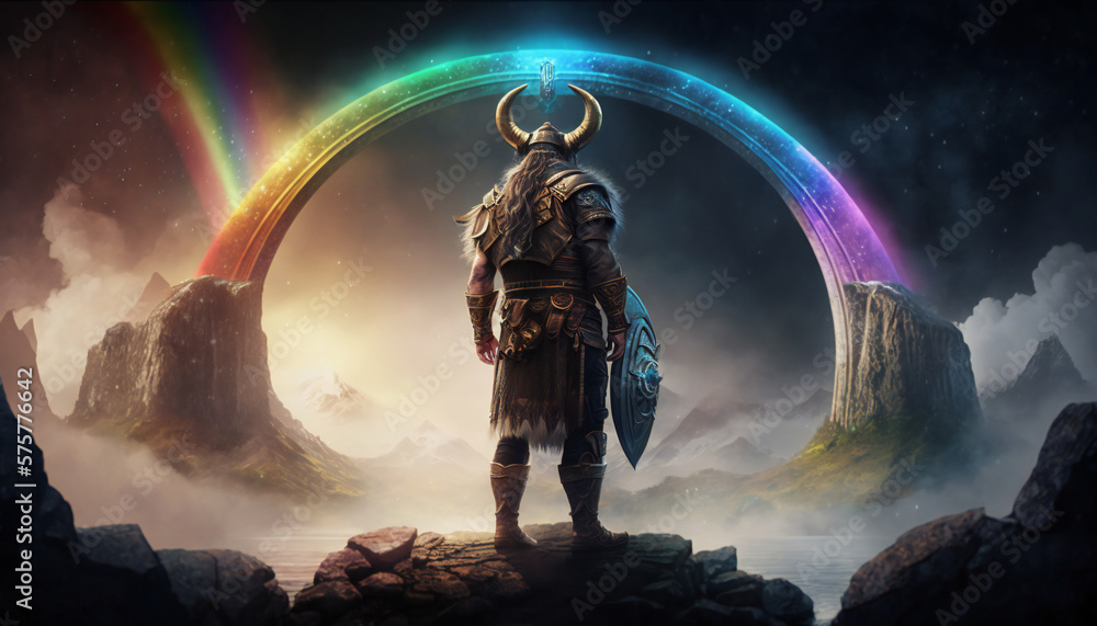 Heimdall the watchman of the gods, standing guard over Bifrost, the ...