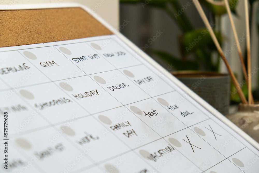 Monthly PLANNER filled with appointments and plans for next month. Busy ...