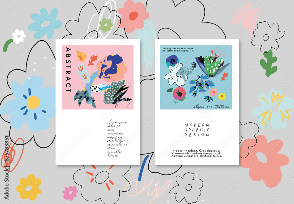 Set of Floral Cards Layout Stock Template | Adobe Stock