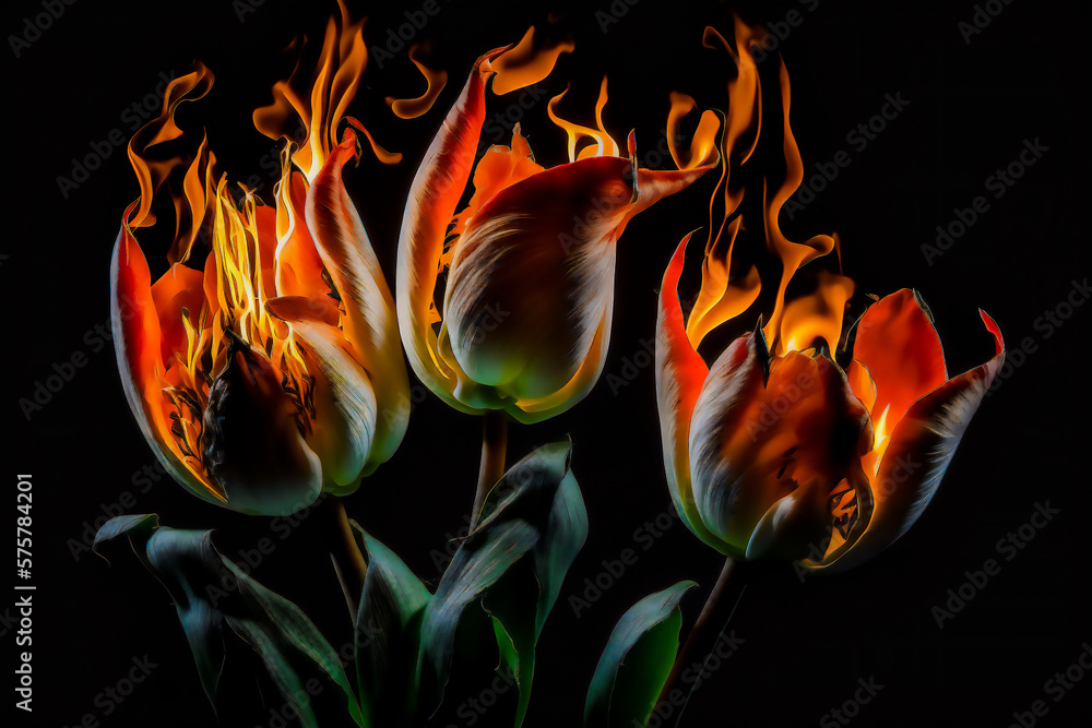 flower tulips holi festival in flames of fire wallpaper black ...