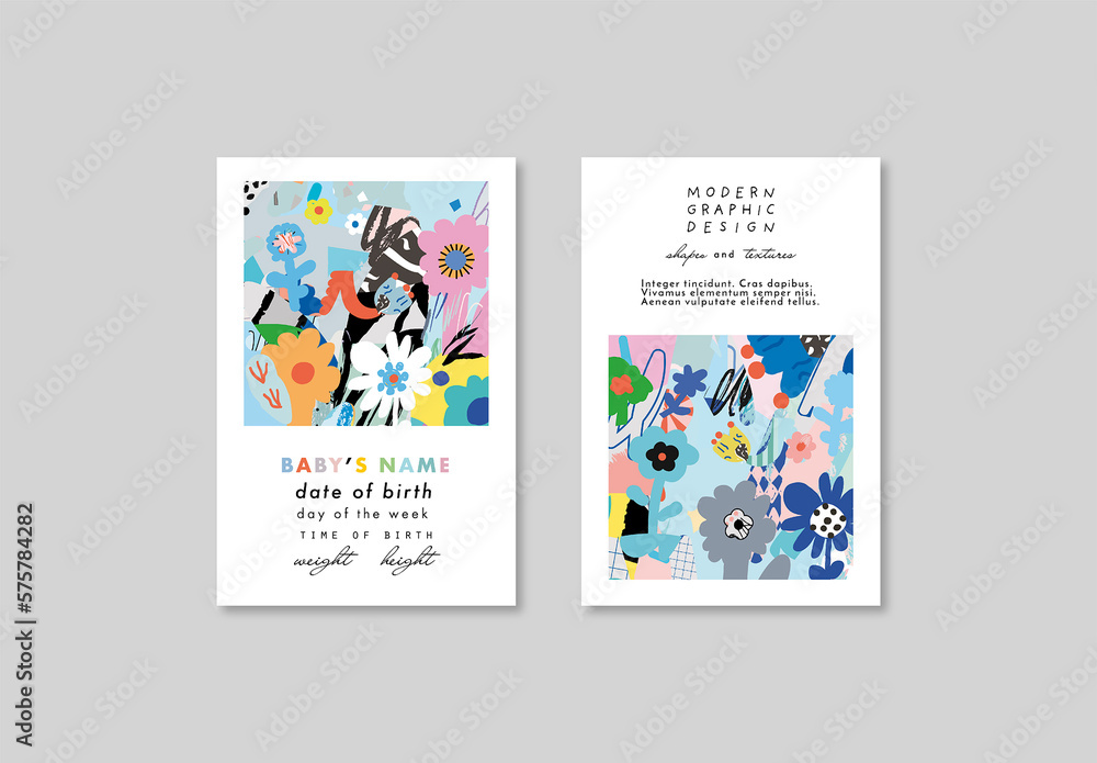 Set of Bright Floral Cards Layout Stock Template | Adobe Stock