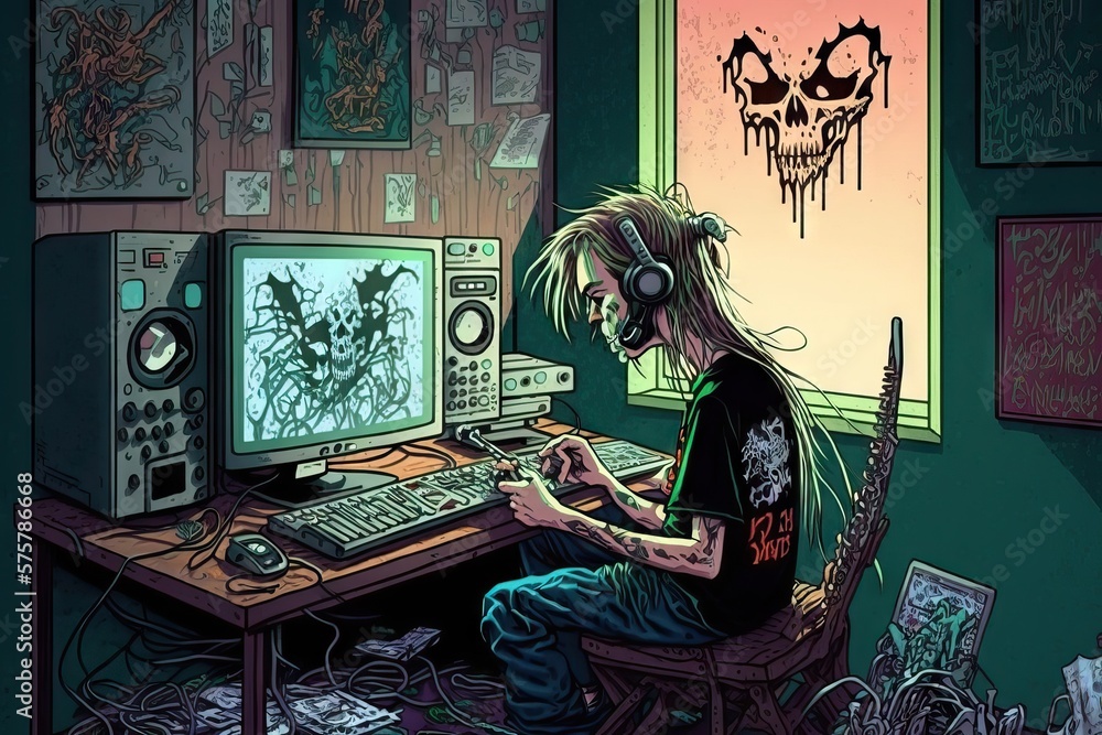 Dark Minded Teenagers from 90's on their computers on their bedroom ...