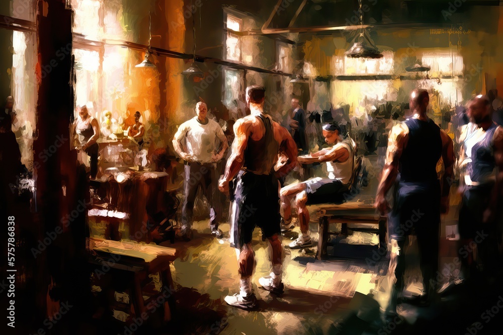 People Practicing Hard and Working Hard on their bodies on the gym, in ...