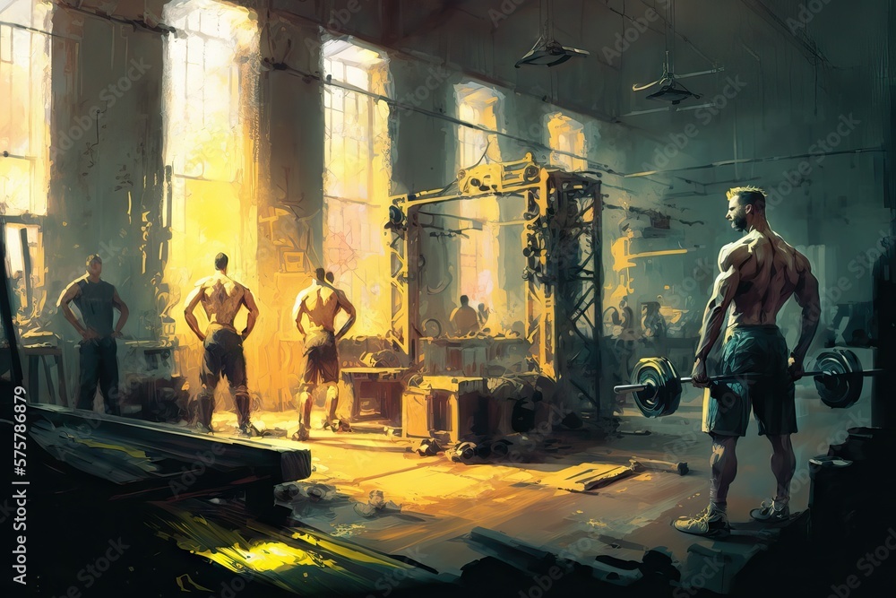 People Practicing Hard and Working Hard on their bodies on the gym, in ...