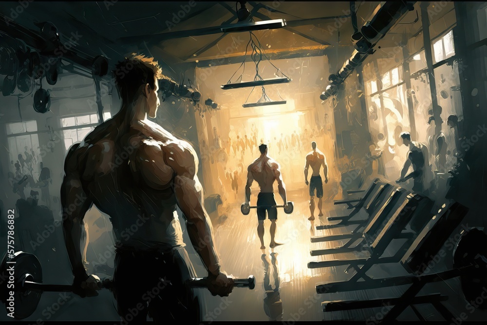 People Practicing Hard and Working Hard on their bodies on the gym, in ...