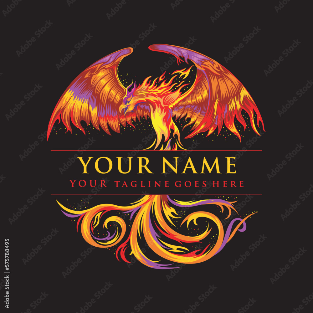 black background phoenix logo vector Stock Vector | Adobe Stock