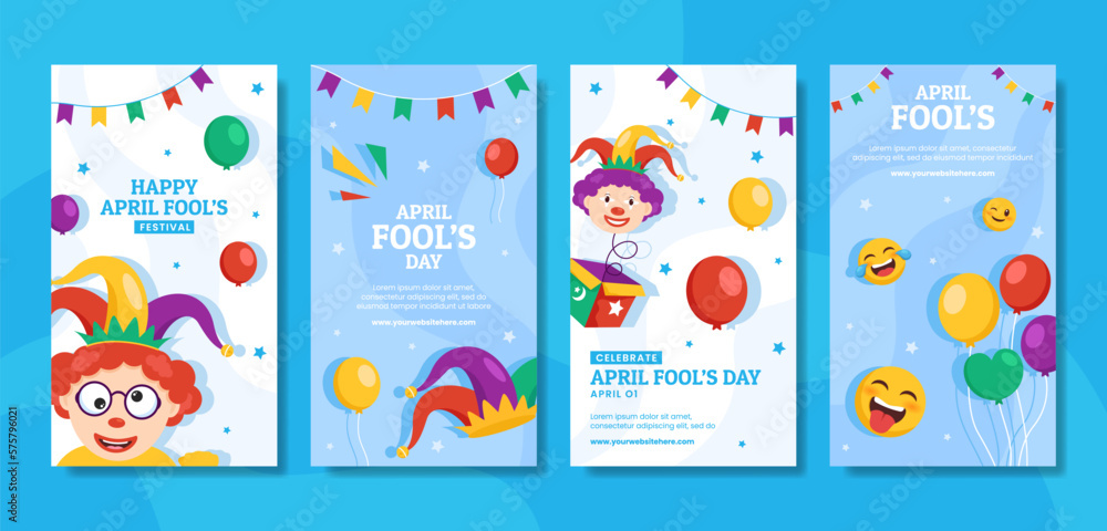 Poster Happy April Fools Day Social Media Stories Cartoon Hand Drawn ...