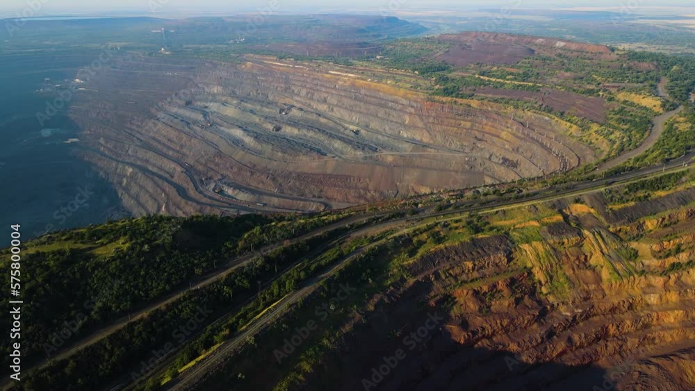 Vídeo do Stock: Panorama aerial view shot open pit mine coal mining ...
