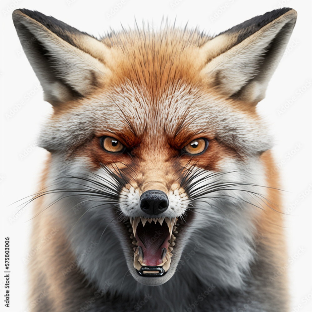 Red fox portrait on white background Stock Illustration | Adobe Stock
