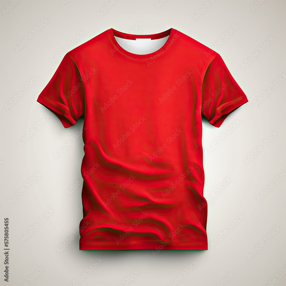 Realistic red t-shirt mockup, white background, Made by AI, Artificial ...