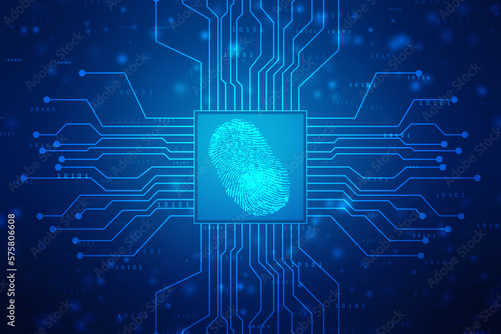 Abstract security system concept with fingerprint on technology ...
