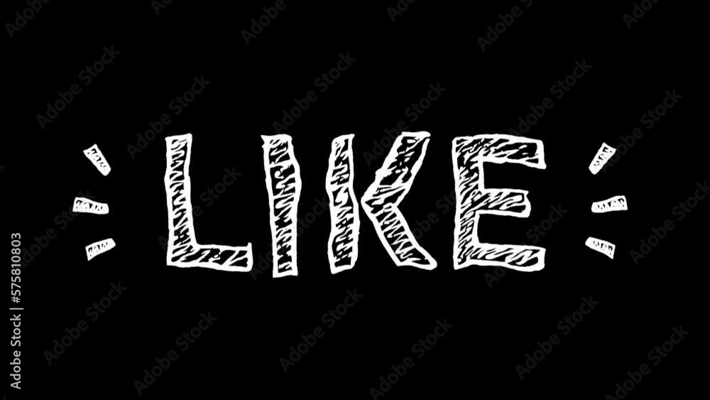 the words 'LIKE' animation with doodles style on transparent background ...