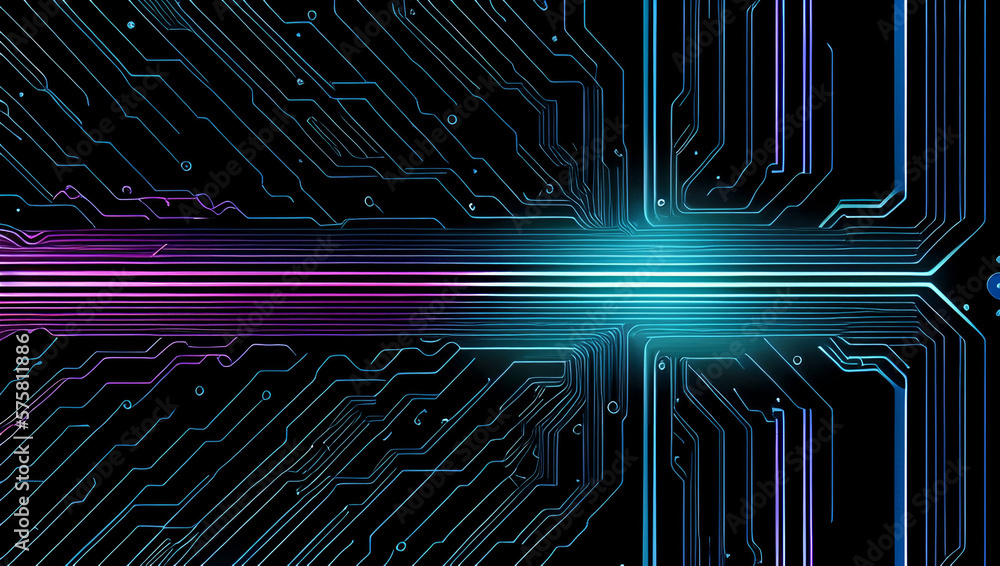 Abstract Blue Purple Digital Tech Circuitry Lines Circuit Board ...
