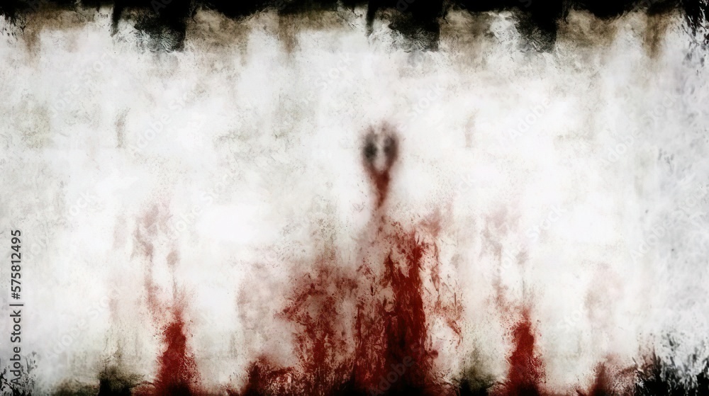 Strange face on hideous textured white background with space for design ...