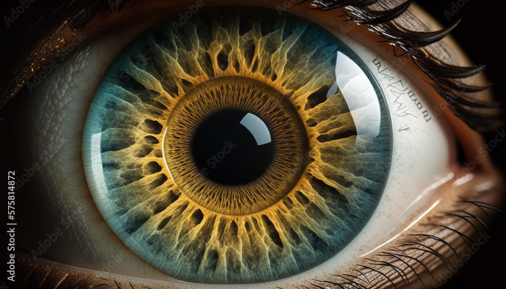 A photorealistic ai artwork of a human eyeball. Generative ai. Stock ...