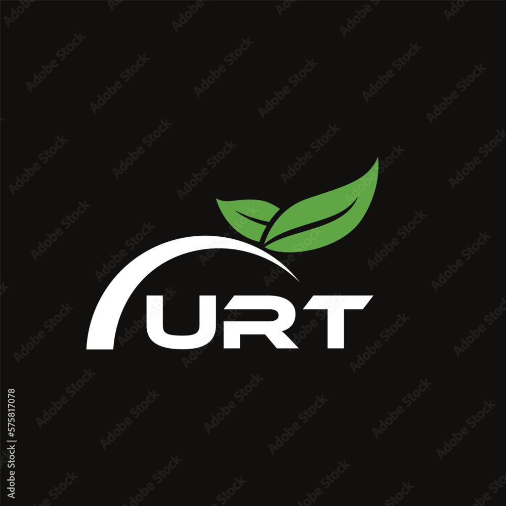 URT letter nature logo design on black background. URT creative initials letter leaf logo ...