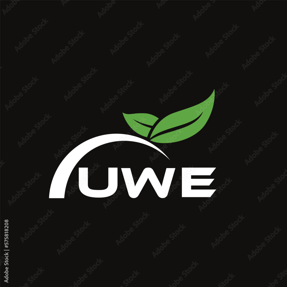 UWE letter nature logo design on black background. UWE creative ...
