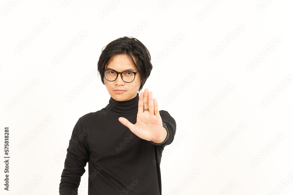 Stop Rejection Hand Gesture Of Handsome Asian Man Isolated On White ...