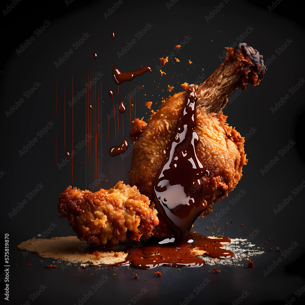 Crispy fried chicken leg with tangy BBQ sauce: A finger-licking good ...