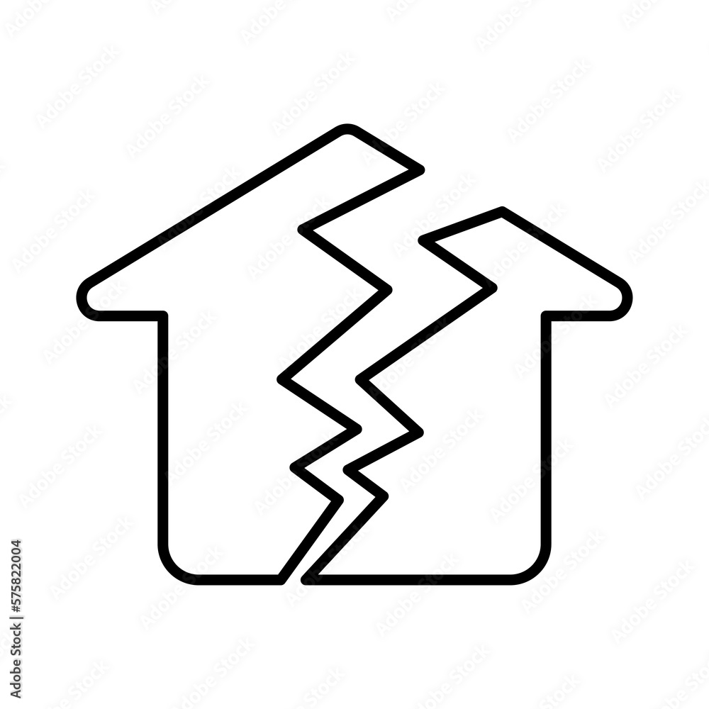 Cleft, crack, divided outline icon. Line art vector. Stock Illustration ...