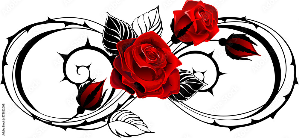 Infinity Outline Symbol with Rose Stock Illustration | Adobe Stock