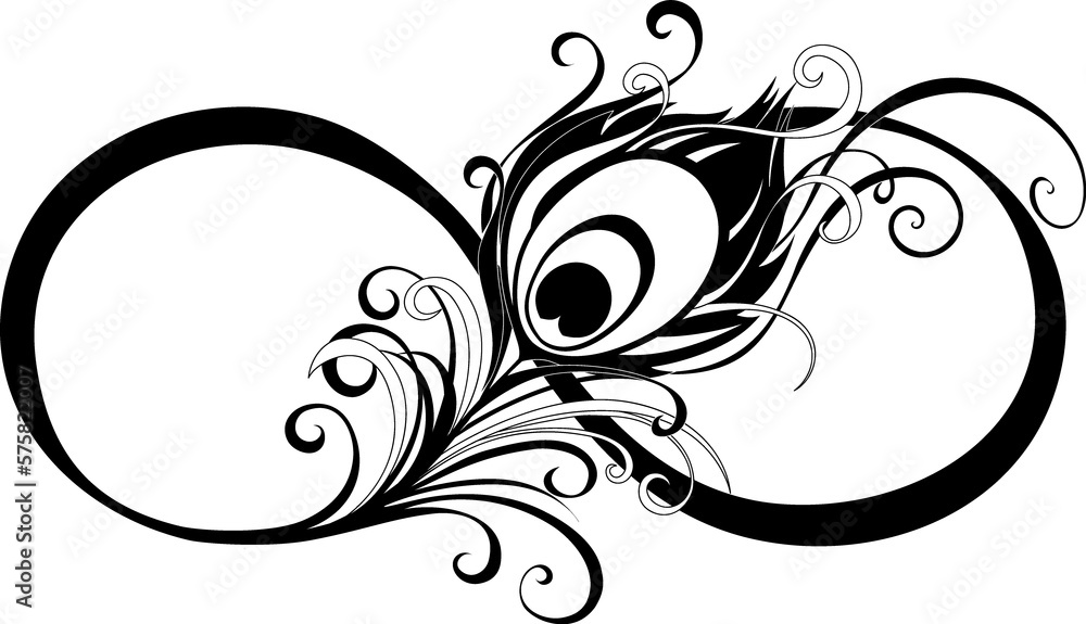 Infinity Symbol with Peacock Feather Stock Illustration | Adobe Stock