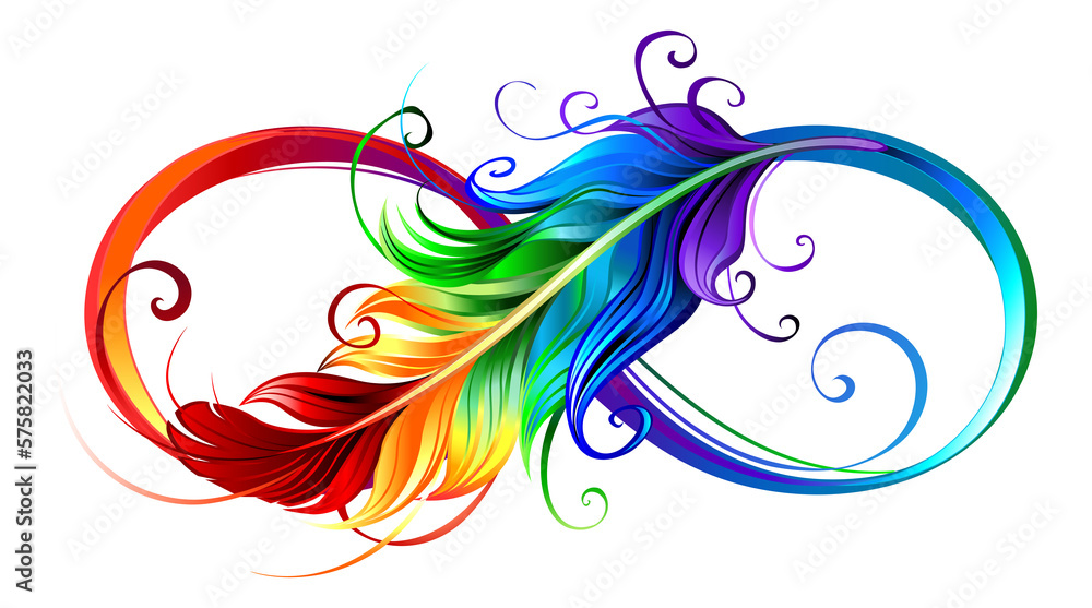Infinity Symbol with Rainbow Feather Stock Illustration | Adobe Stock
