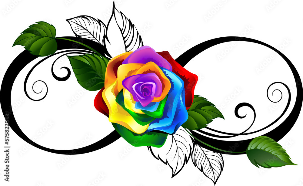 Infinity Symbol with Rainbow Rose Stock Illustration | Adobe Stock