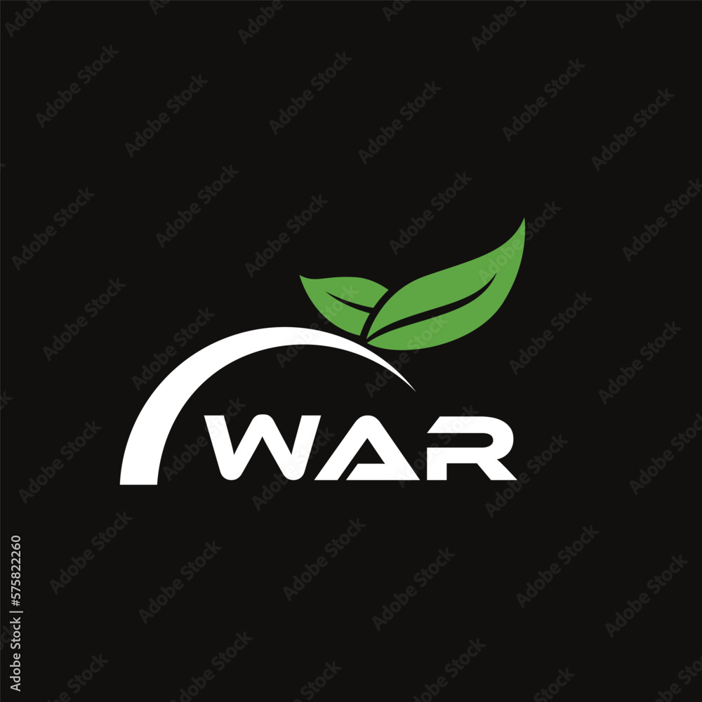 WAR letter nature logo design on black background. WAR creative initials letter leaf logo ...