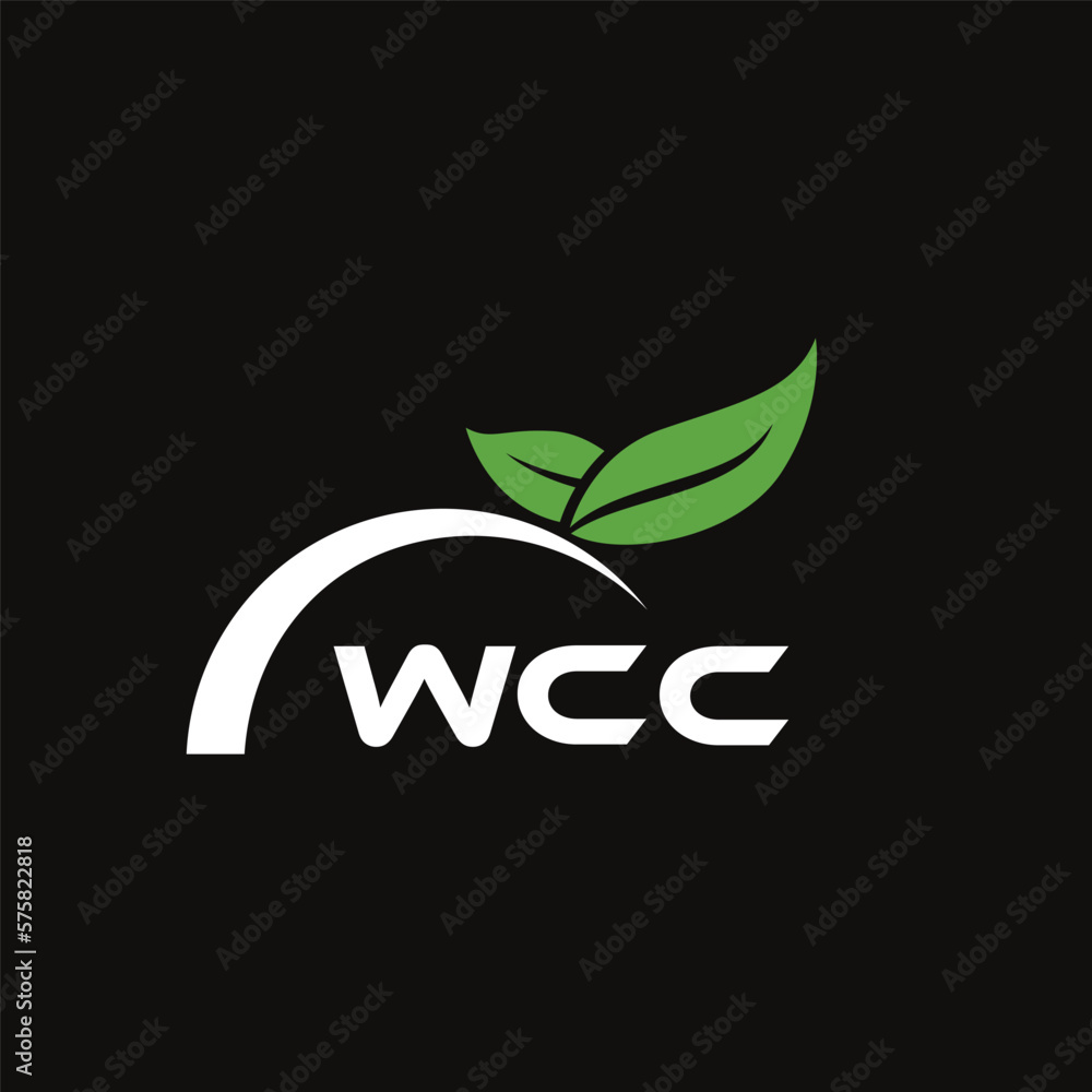 WCC letter nature logo design on black background. WCC creative ...