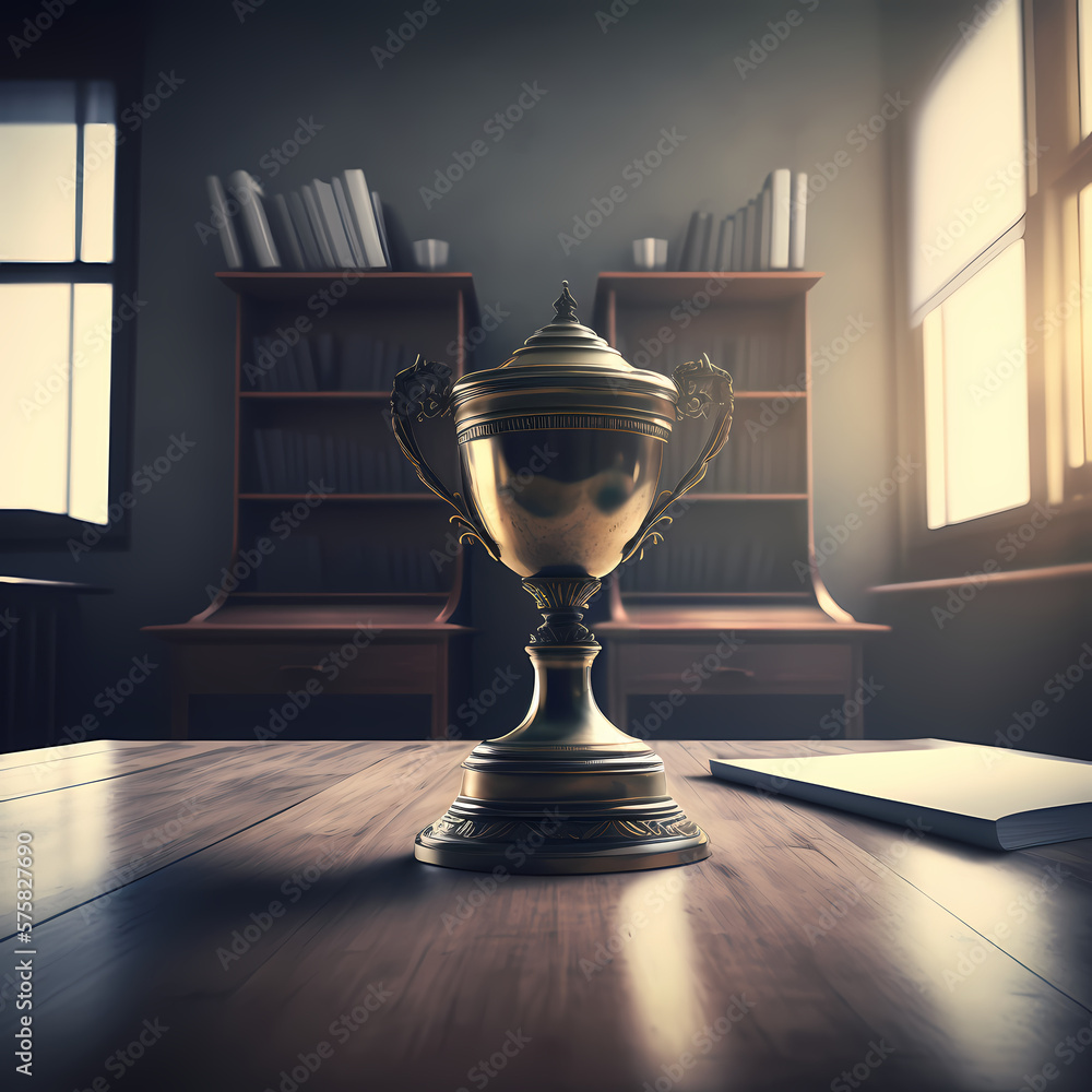 Trophy for winner-Success and achievement concept. Employee cup award ...