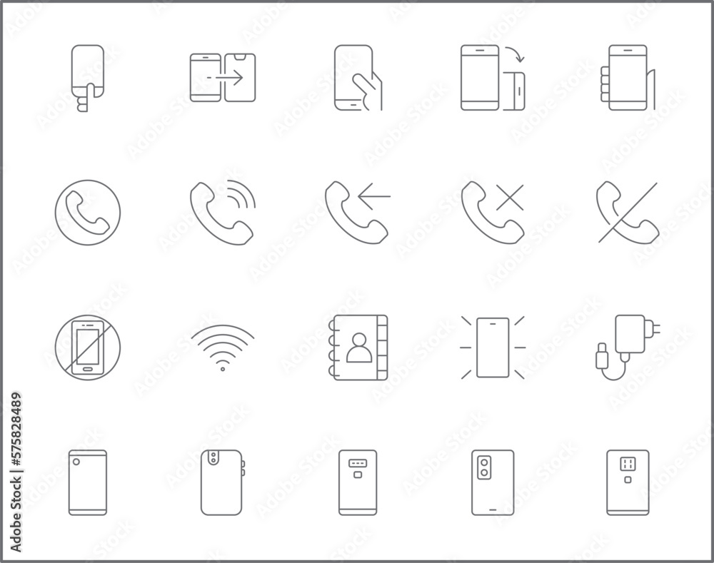 Simple Set of phone Related Vector Line Icons. Vector collection of ...