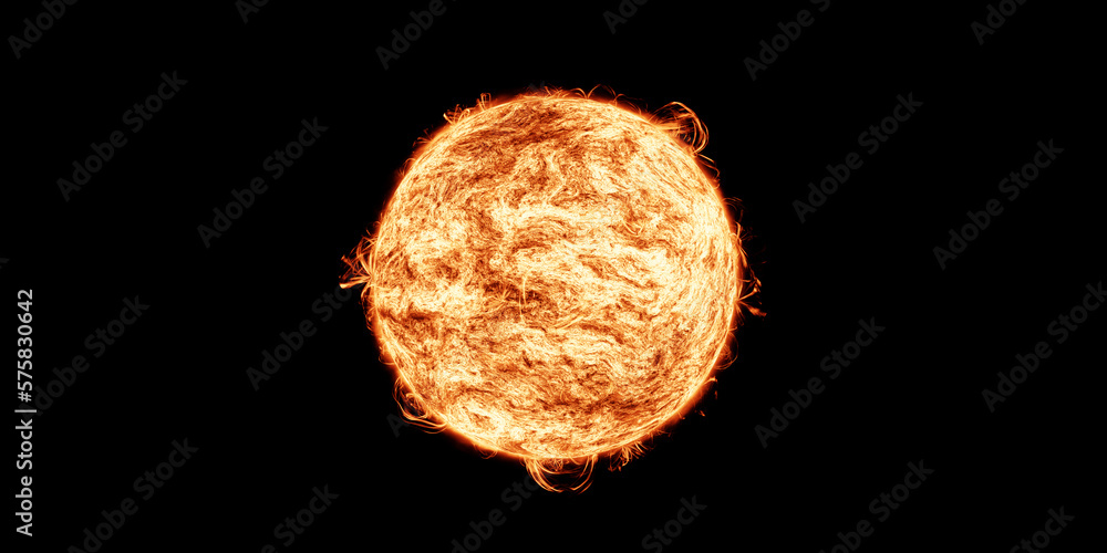 Sun with Sunspots and Prominences on Black Background. Sunspots appear ...