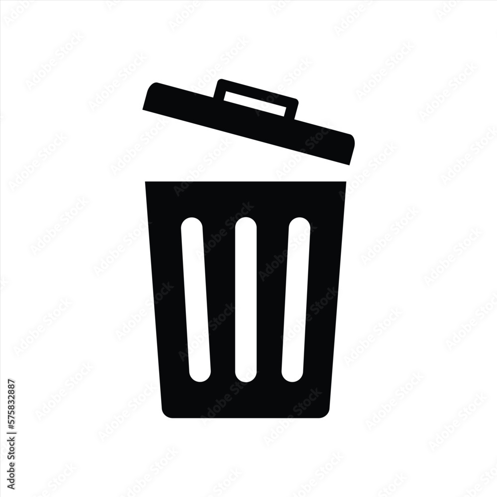 Trash bin icon sign and symbol for apps and websites with transparent ...