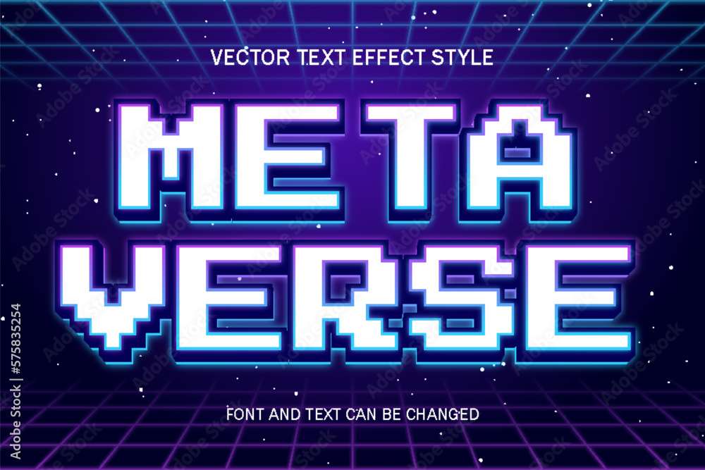 metaverse virtual reality editable text effect font retro style ...