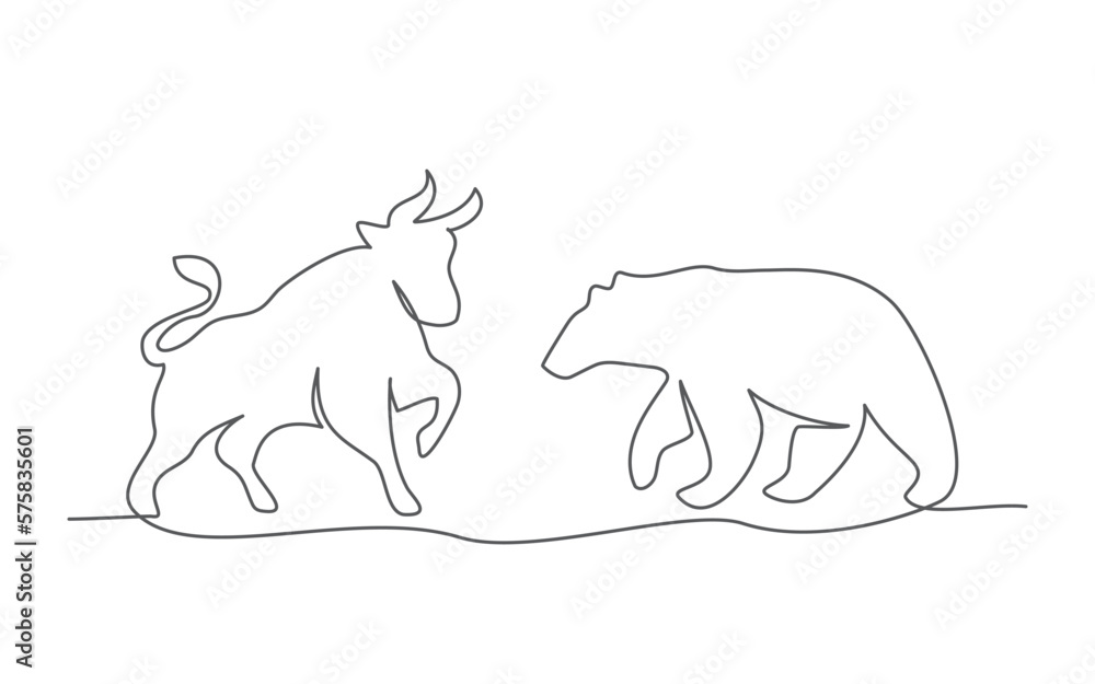 Stock market One line drawing on white background Stock Vector | Adobe ...