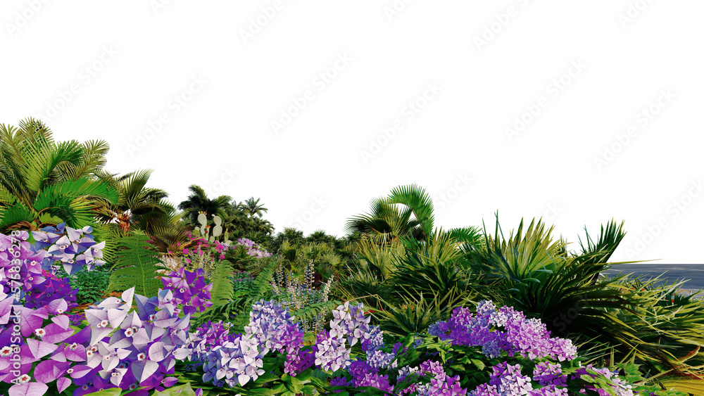 Rainforest wallpaper on a transparent background. 3D rendering Stock ...
