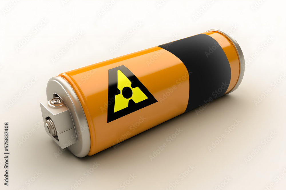 Atomic Nuclear fuel battery on white isolated background. Concept ...