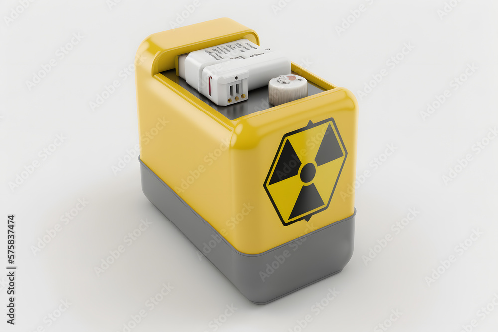 Atomic Nuclear fuel battery on white isolated background. Concept ...