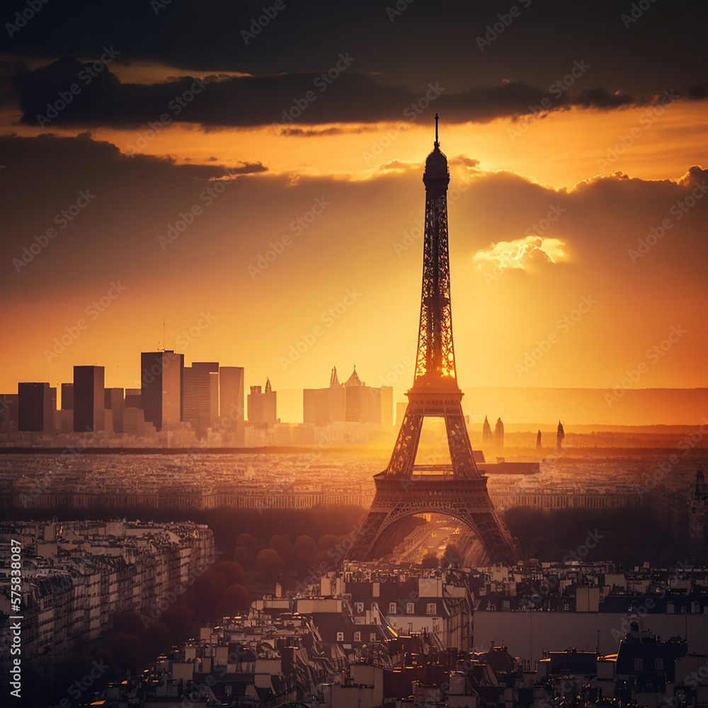 famous city skyline at sunset. The image could capture the city's most ...